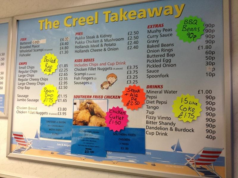 Menu at The Creel fast food, Abersoch