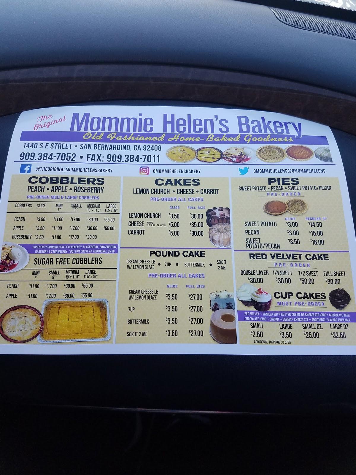 Menu at The Original Mommie Helen's Bakery, San Bernardino