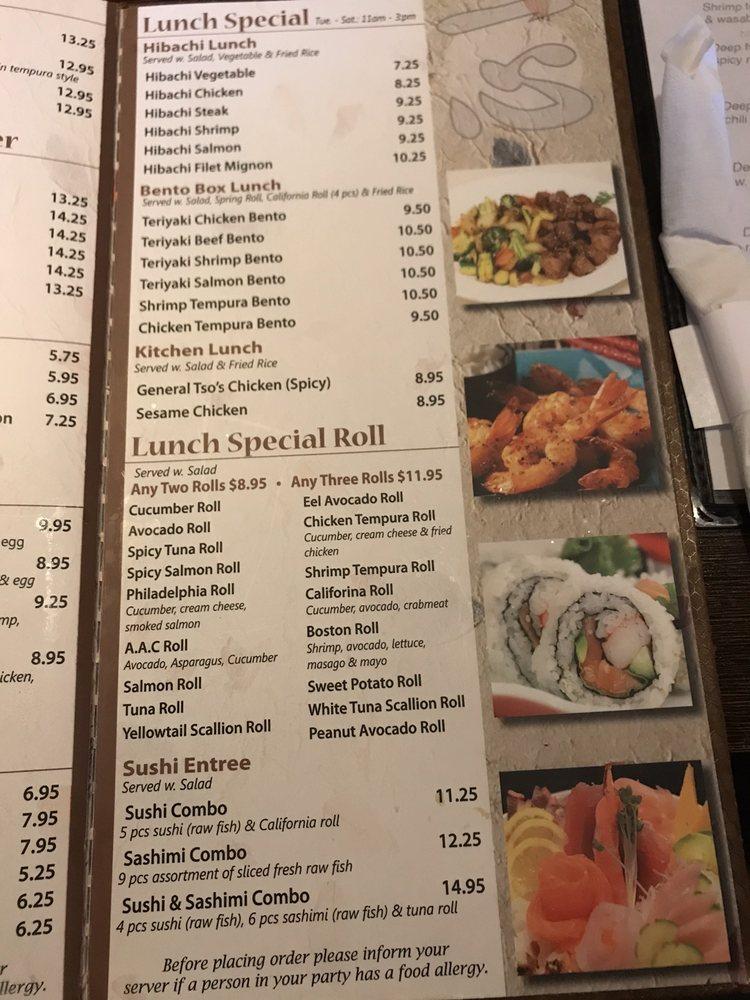 Menu at Isshin Japanese Steakhouse, Fairview