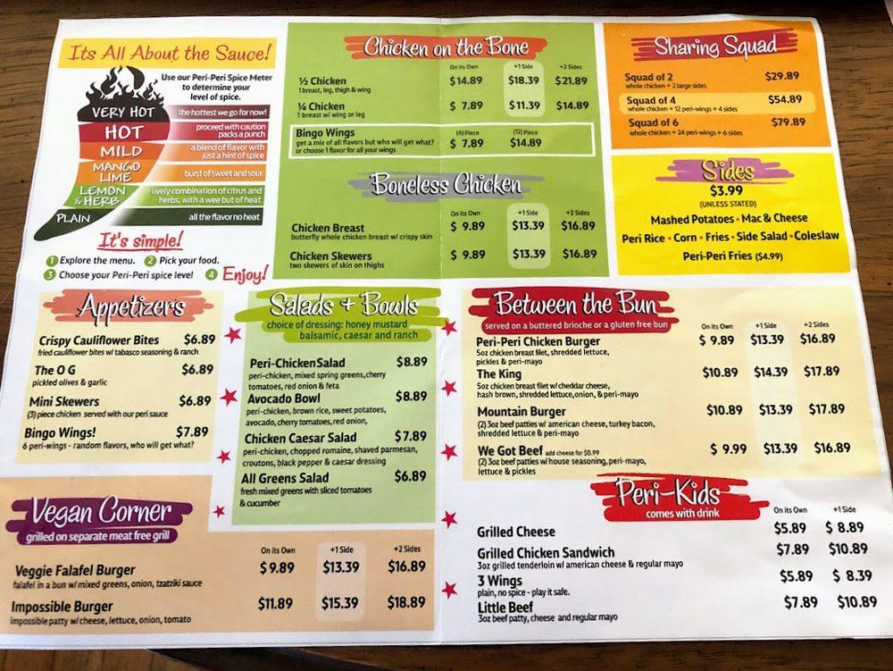 Menu at Peri-Peri Guys fast food, Hicksville