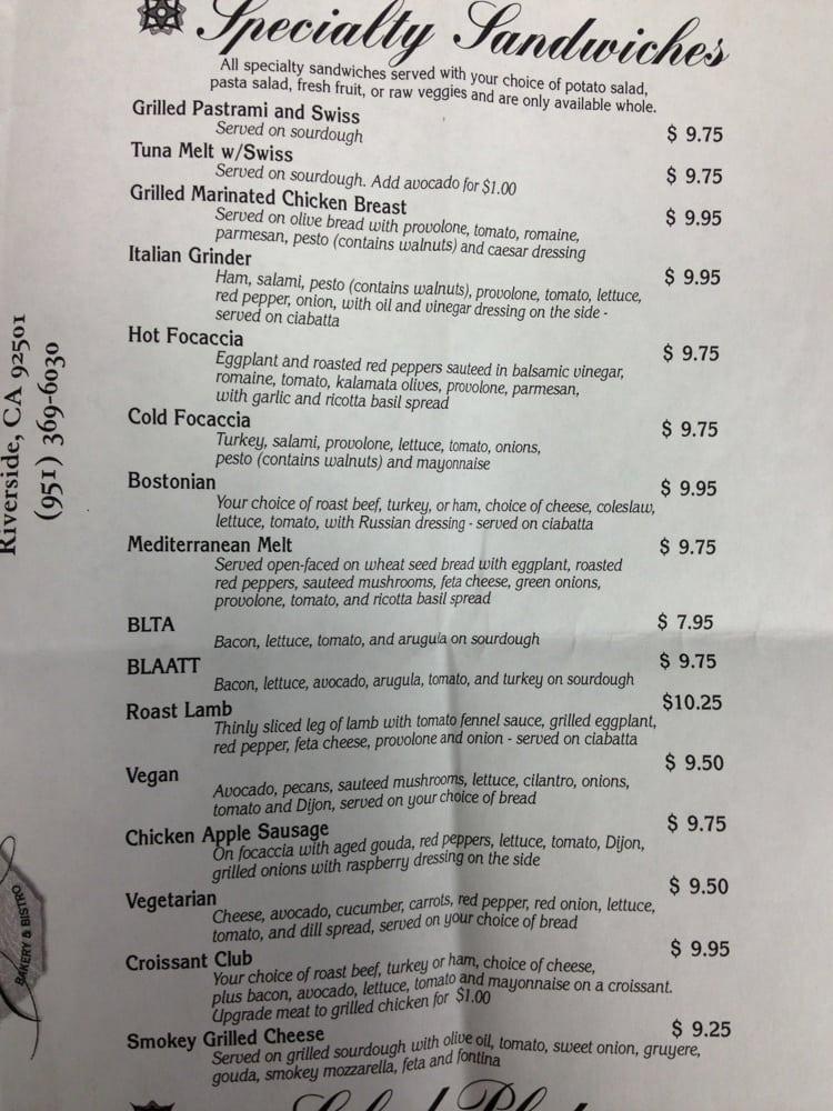 Menu at Simple Simon's Bakery & Bistro, Riverside