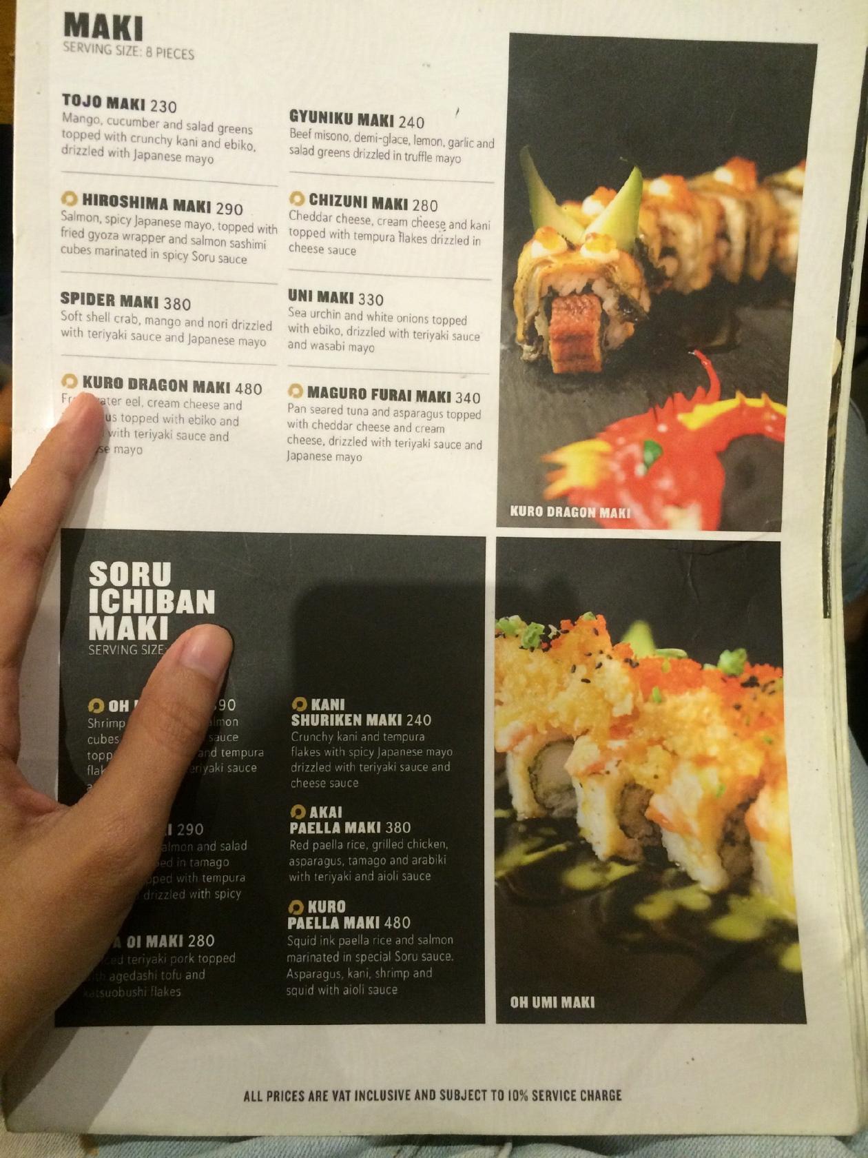 Menu at Soru Izakaya pub & bar, Quezon City, J3R6+QC6