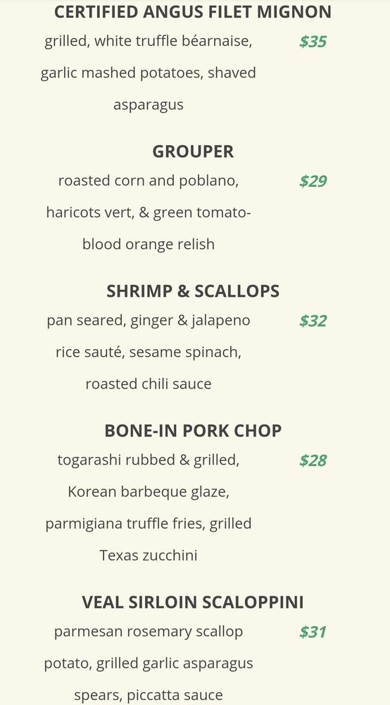 Menu at Bella Fresca restaurant, Shreveport, Line Ave