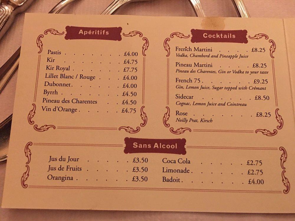 Menu at Brasserie Zédel pub & bar, London, 20 Sherwood St