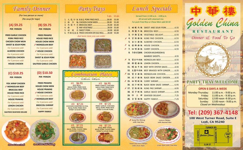 Menu at Golden China Restaurant, Lodi