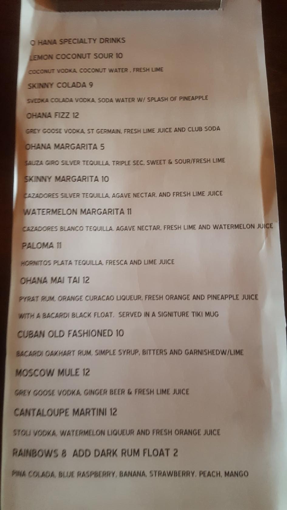 Ohana Kitchen And Cocktails Menu at Wilma Arrington blog