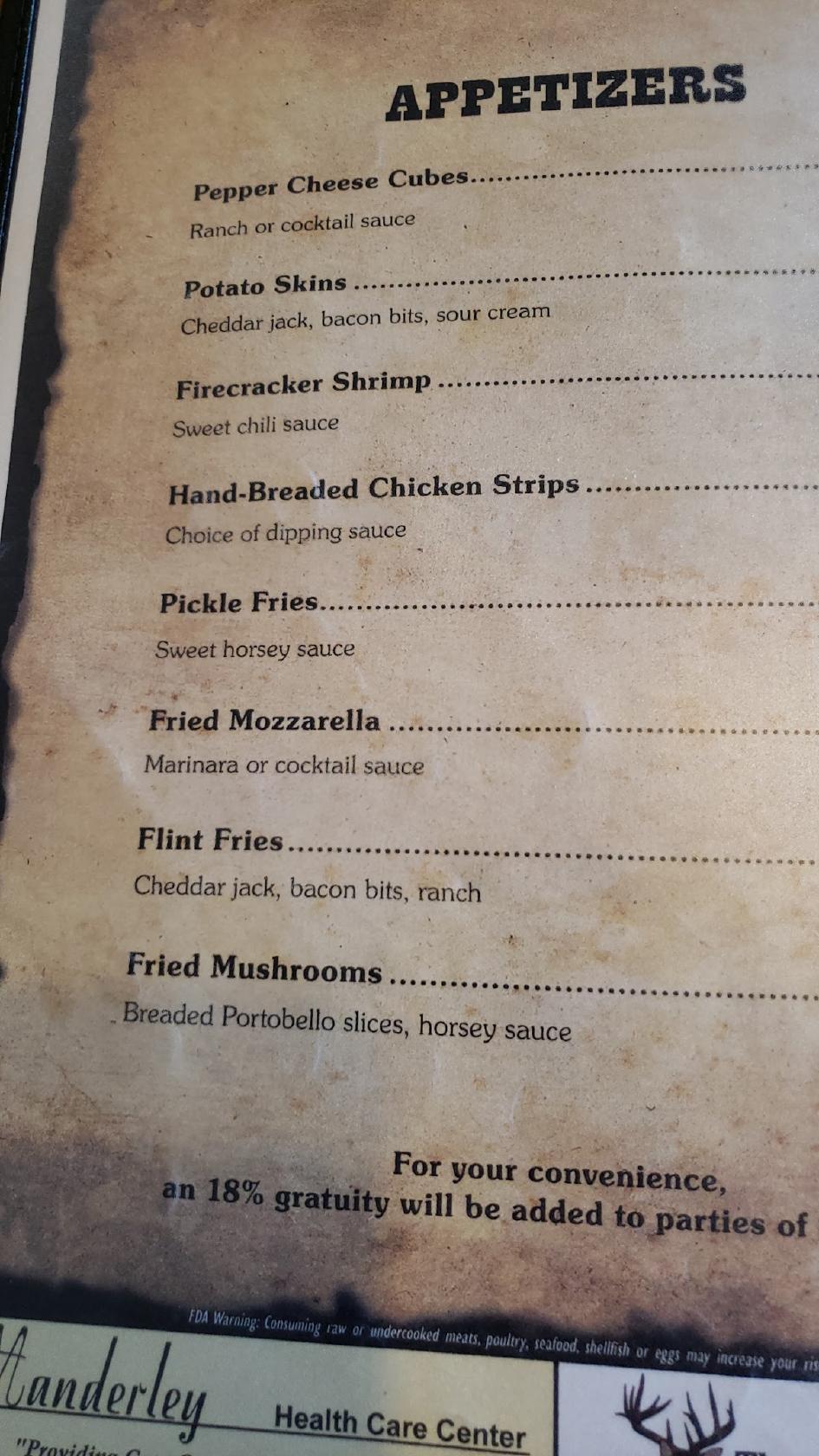 Menu at Osgood Grub Co steakhouse, Osgood