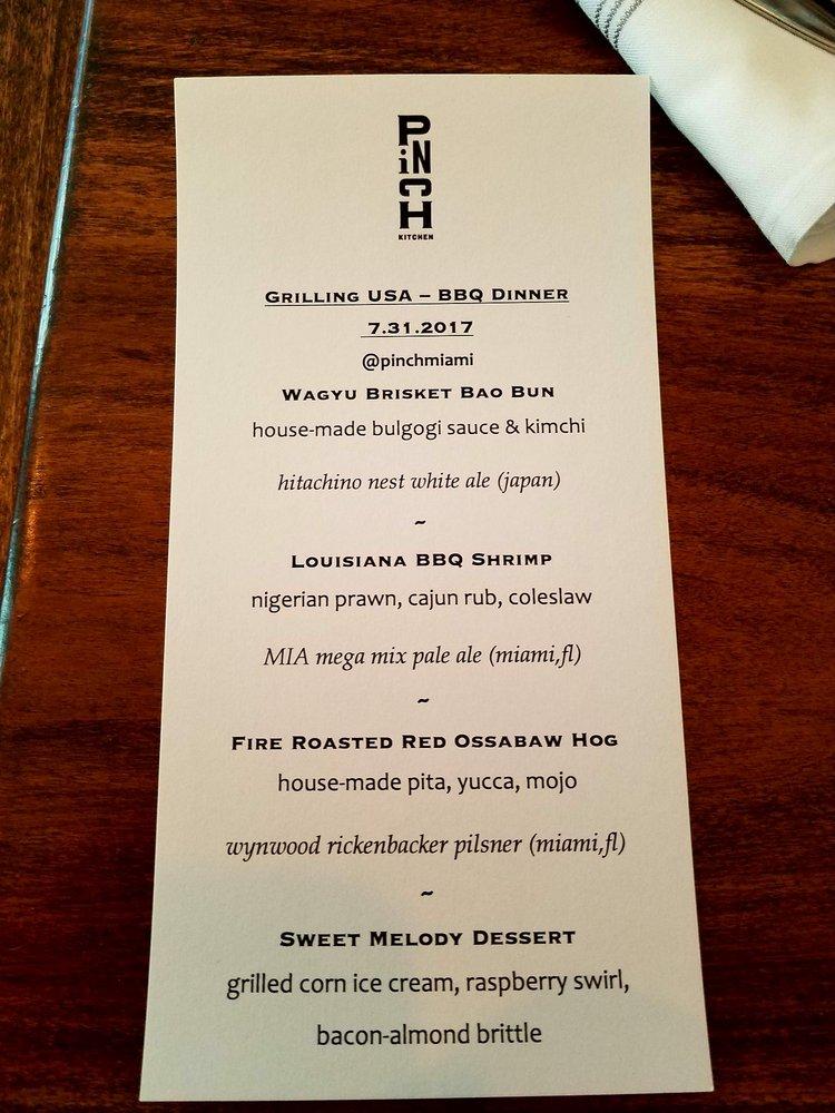 Menu at PINCH KITCHEN+BAR, Miami