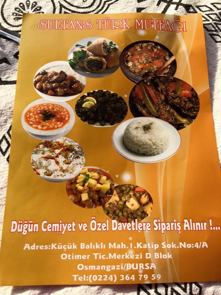 Menu at Sultan's Türk Mutfağı, Bursa