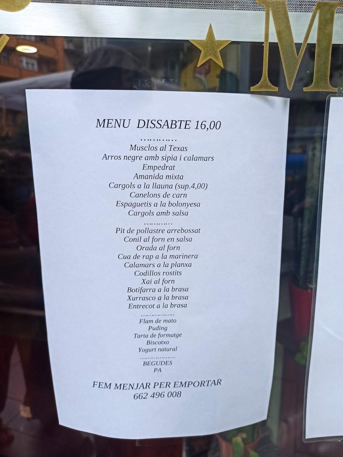 Carta de Restaurant Texas, Villafranca del Panades