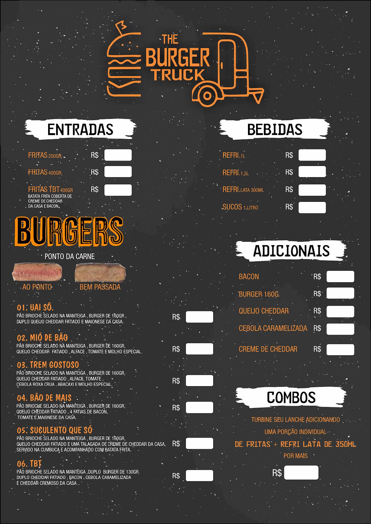 Menu at The Burger Truck restaurant, Goiânia