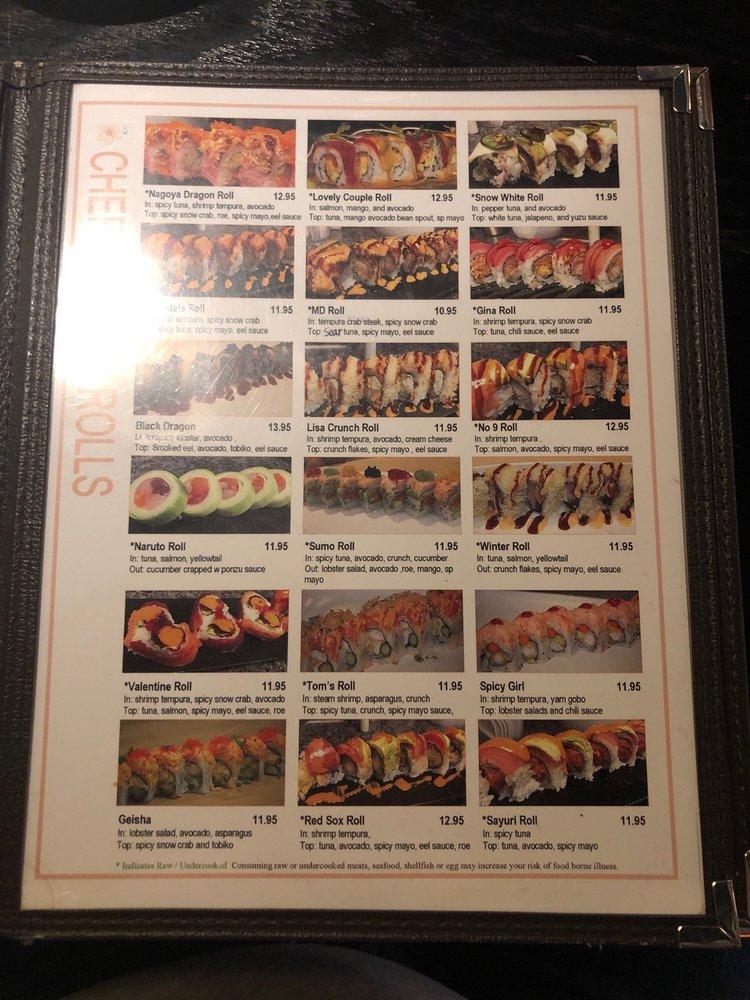 Menu at Nagoya Asian Bistro restaurant, Prince Frederick