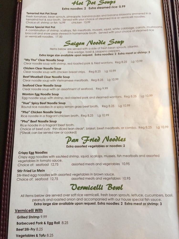 Menu at Saigon Restaurant, Omaha, W Center Rd
