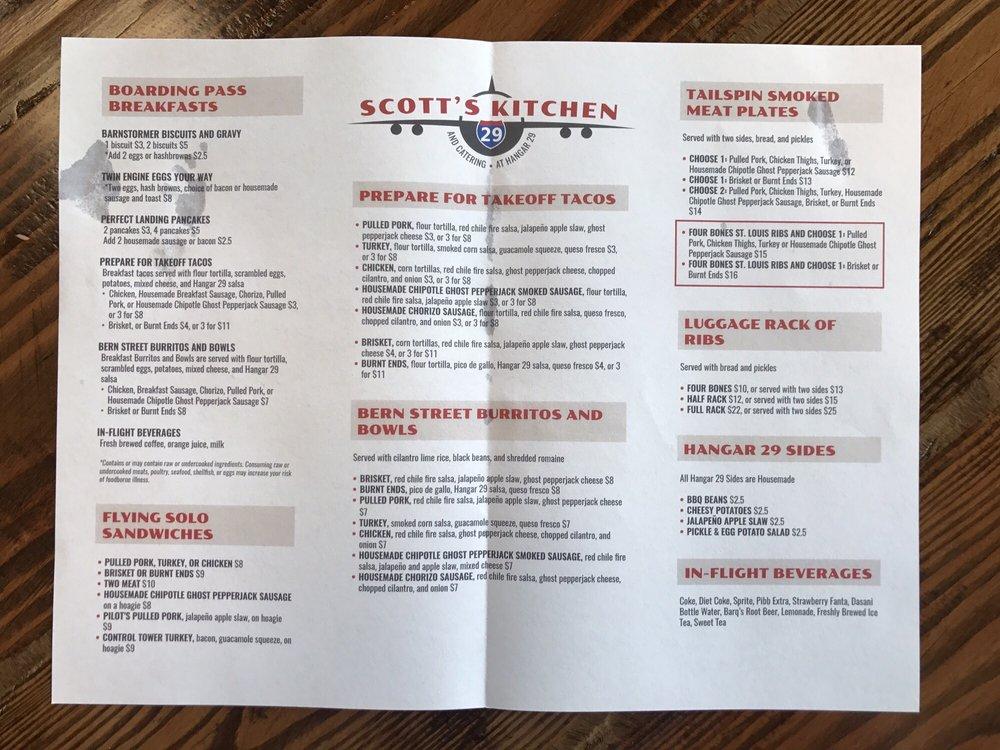 Menu at Scott's Kitchen and Catering at Hangar 29 BBQ, Kansas City