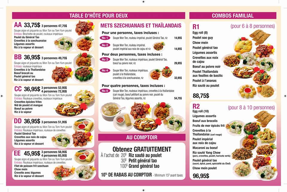 Menu au ITACHO SUSHI À VOLONTÉ restaurant, Trois-Rivières