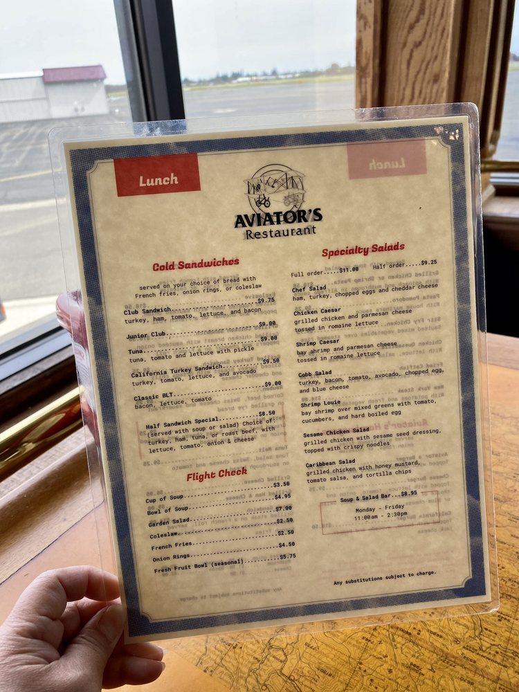 Menu at Aviator's Restaurant & Catering, Sacramento