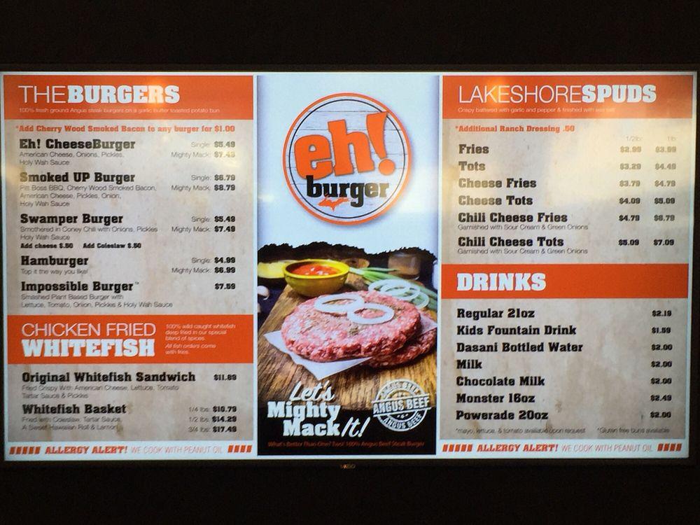 Menu at Eh! Burger restaurant, Munising