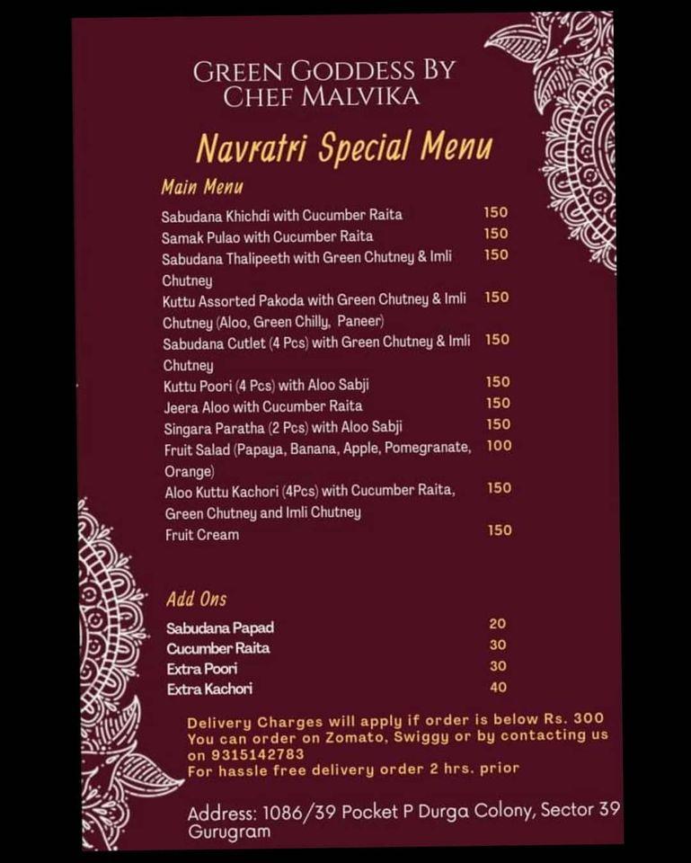 Menu at Green Goddess, Gurugram, /39 ground floor sector 39 gurugram.