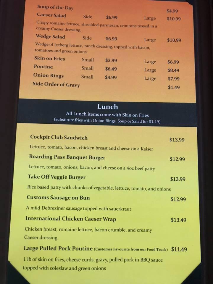 Menu at Hungry Hangar restaurant, Wiarton