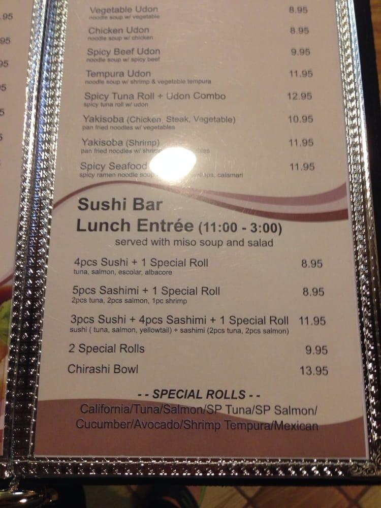 Menu at Kibo Sushi restaurant, Ventura