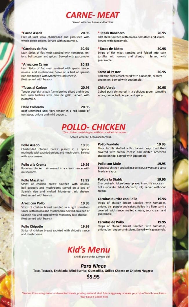 Menu at Nacho Family Mexican Restaurant, Lake Stevens