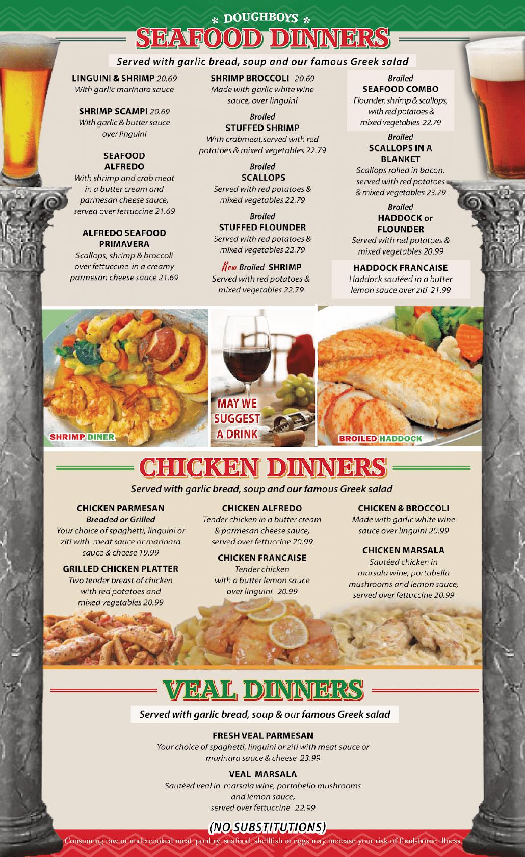 Menu at Original Doughboy's Pizza Restaurant, USA