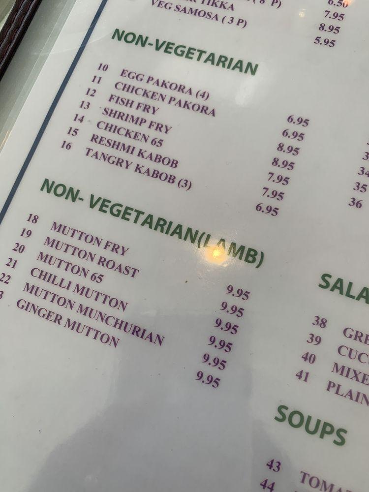 Menu at Paradise Indian Cuisine restaurant, Herndon