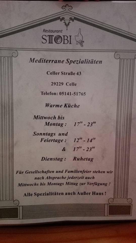 Menu at Mediterranes Restaurant Stobi, Celle