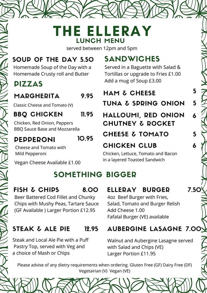 Menu at The Elleray pub & bar, Windermere