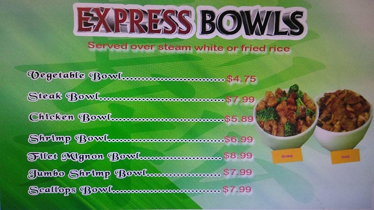Menu at Tokyo's Express restaurant, Lumberton