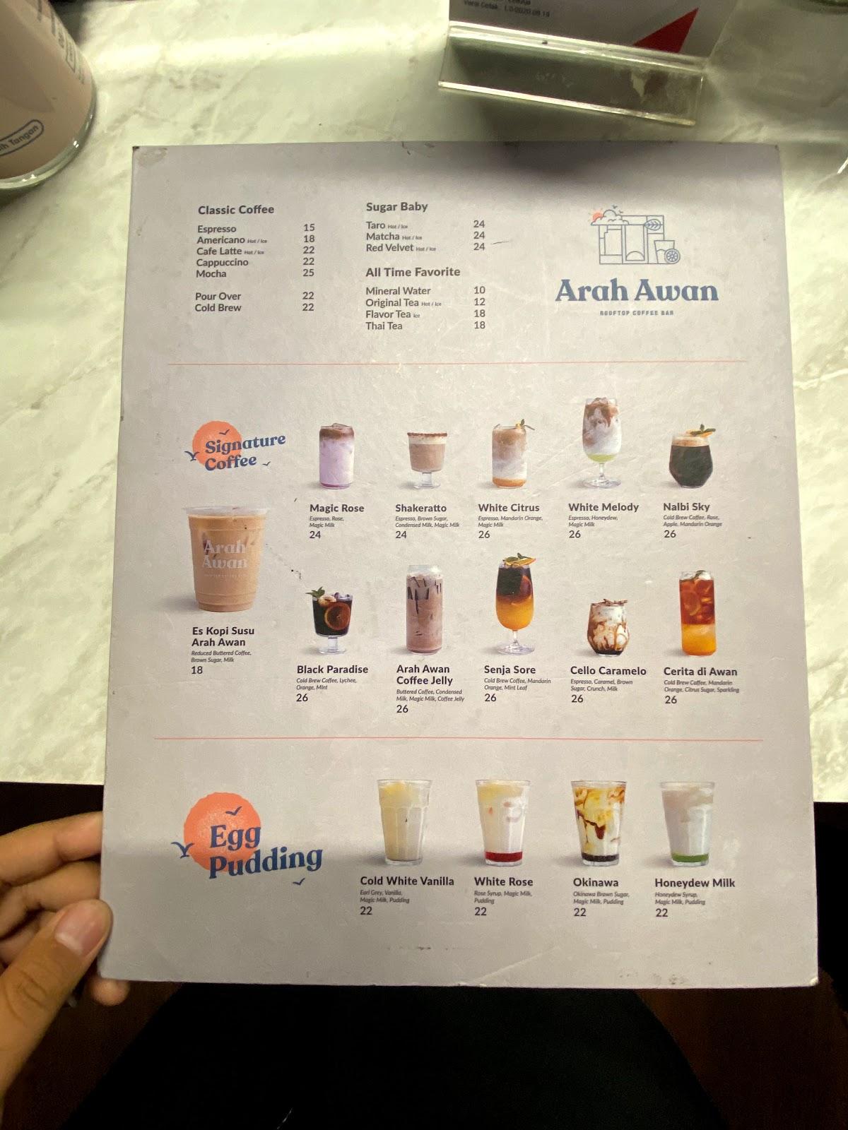 Menu at Arah Awan Coffee & Bar (RELX), Semarang