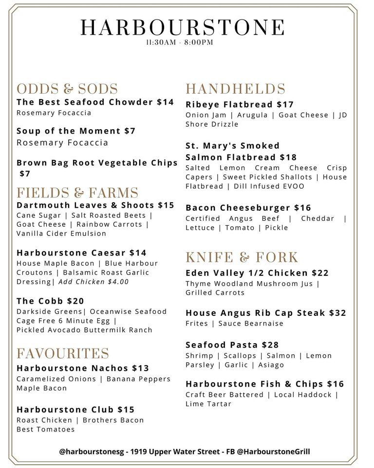 Menu at Harbourstone Pour House pub & bar, Halifax