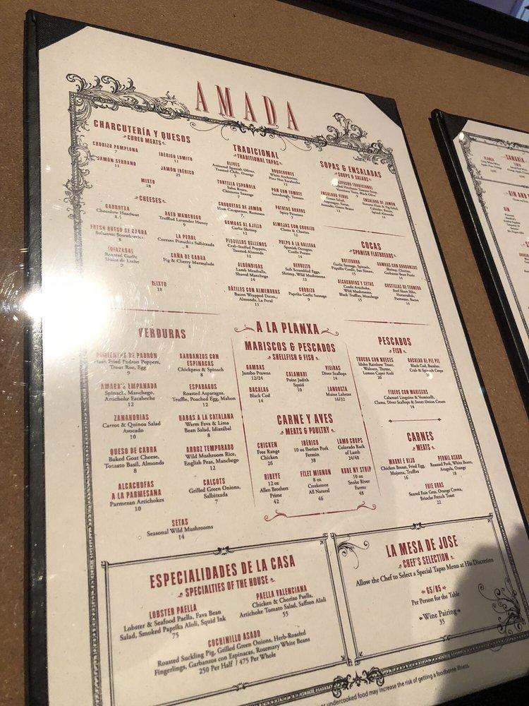 Menu at Amada pub & bar, Atlantic City, Amada Restaurant
