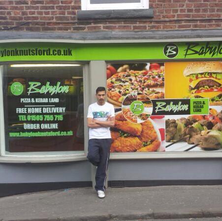 Menu at Babylon fast food, Knutsford