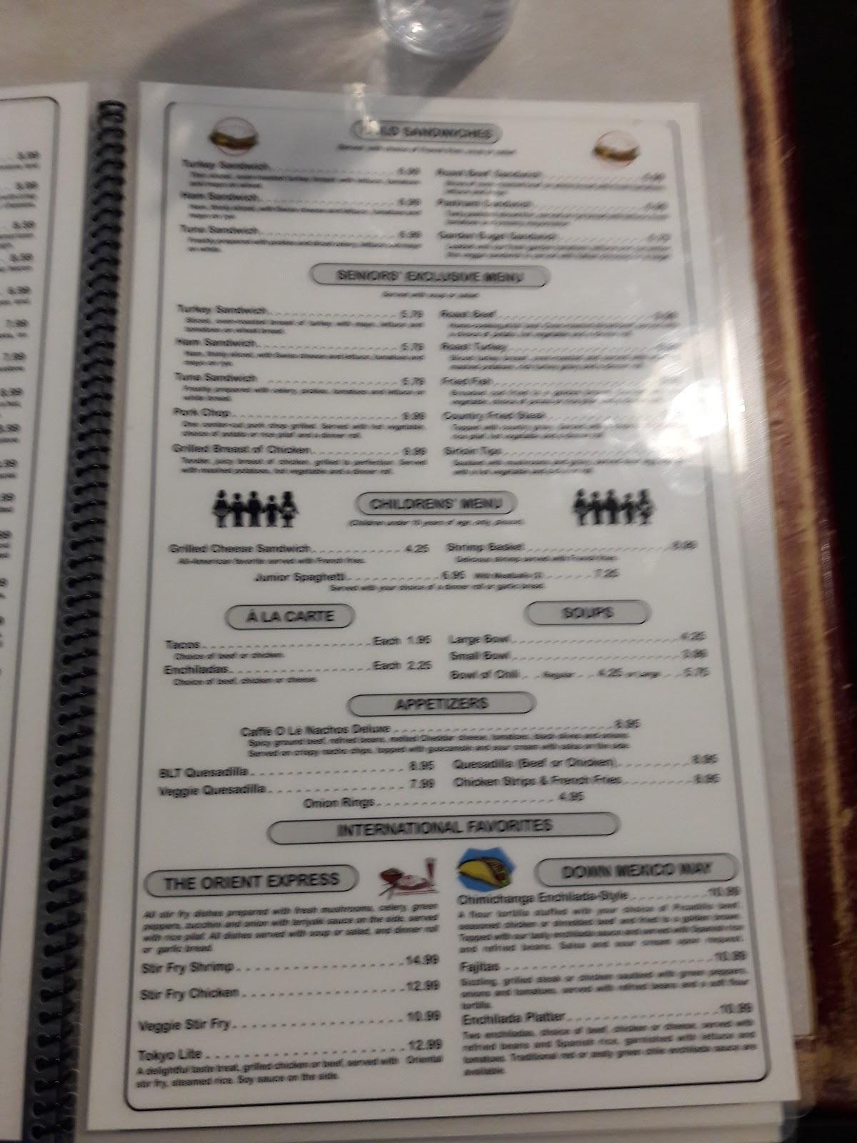Menu at Caffe O Le cafe, Sierra Vista, 400 E Fry Blvd