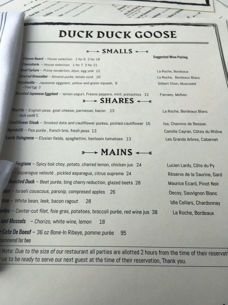 Menu at Duck Duck Goose pub & bar, Bethesda