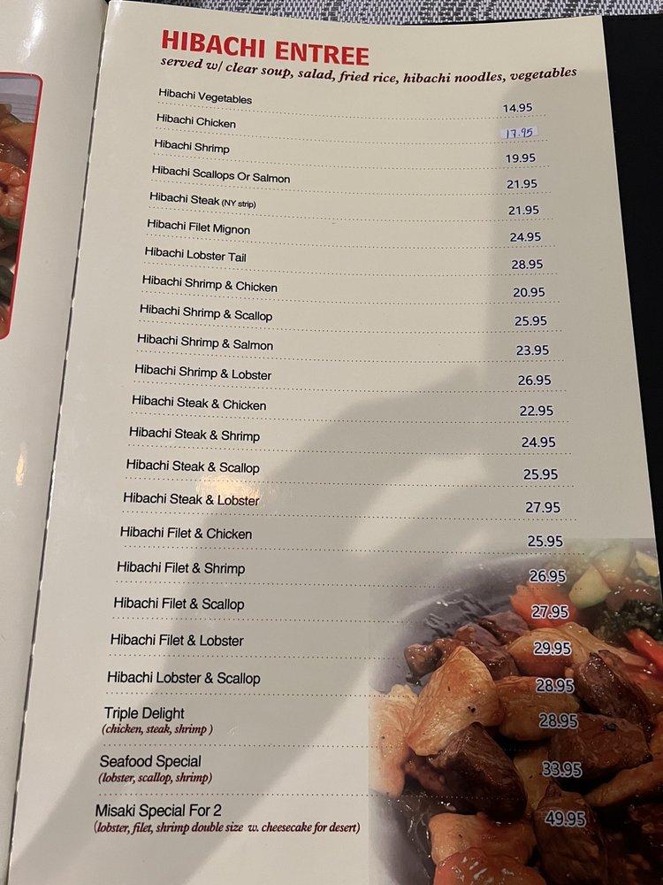 Menu at Misaki Sushi restaurant, Port Charlotte