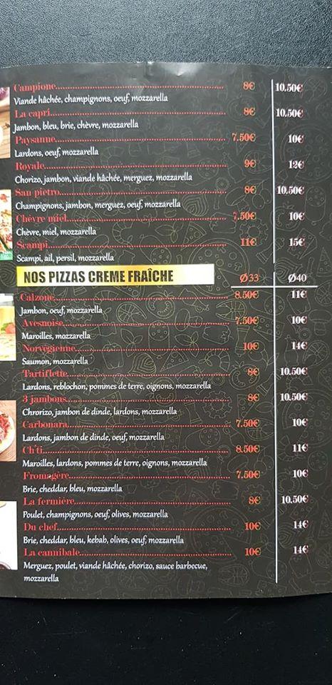 Menu au Pizzeria La Condéenne, Condé-sur-l'Escaut