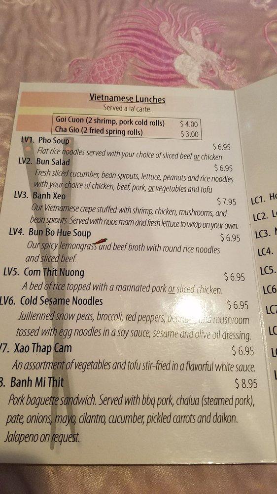 Menu at Song Long Restaurant, Cincinnati