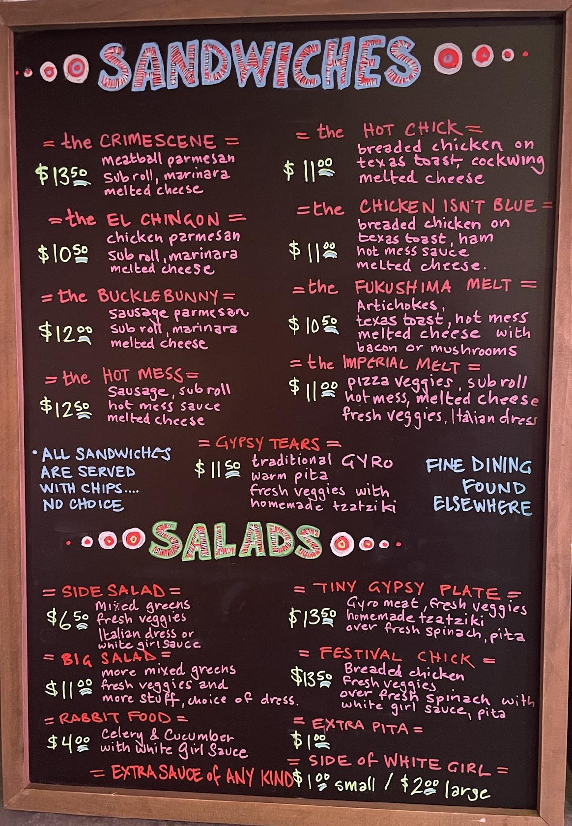 Menu at Tia Nita's Cantina pub & bar, Sonoita