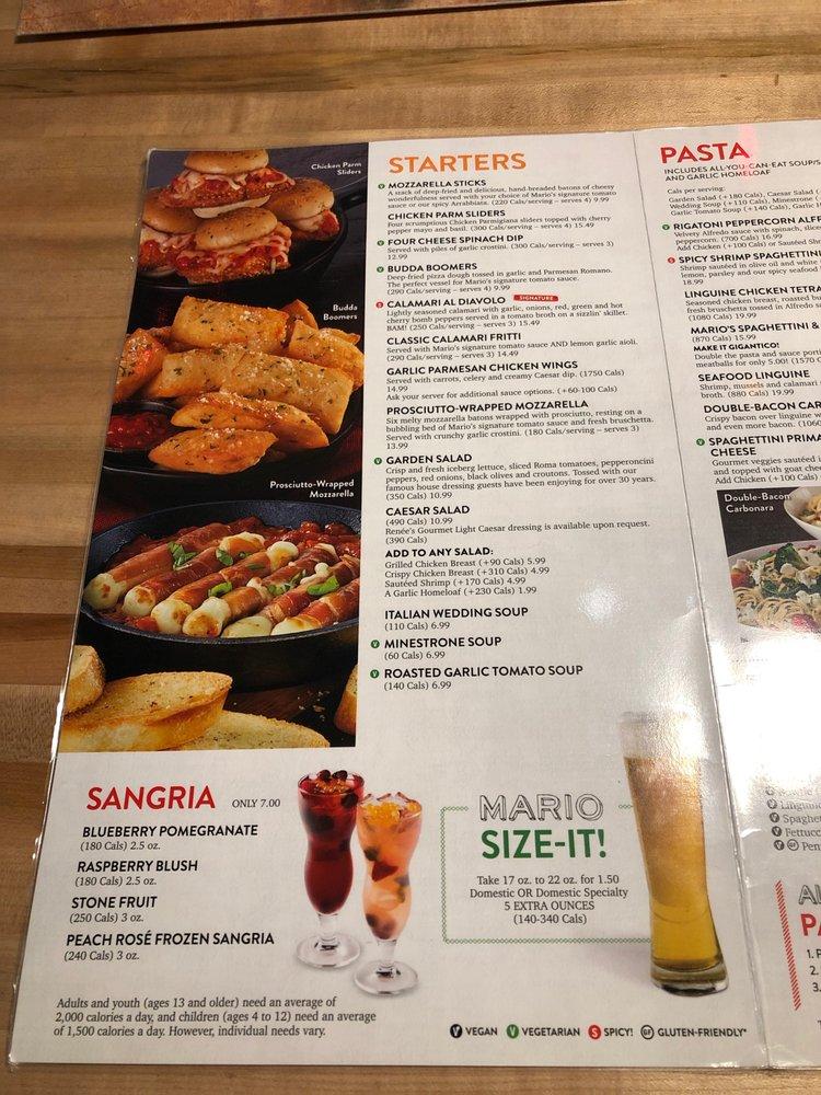 Menu at East Side Mario's pizzeria, Mississauga, Rodeo Dr