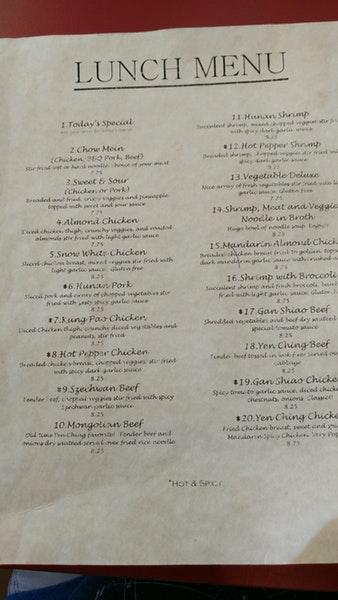 Menu at Yen Ching Restaurant, Boise, 305 N 9th St