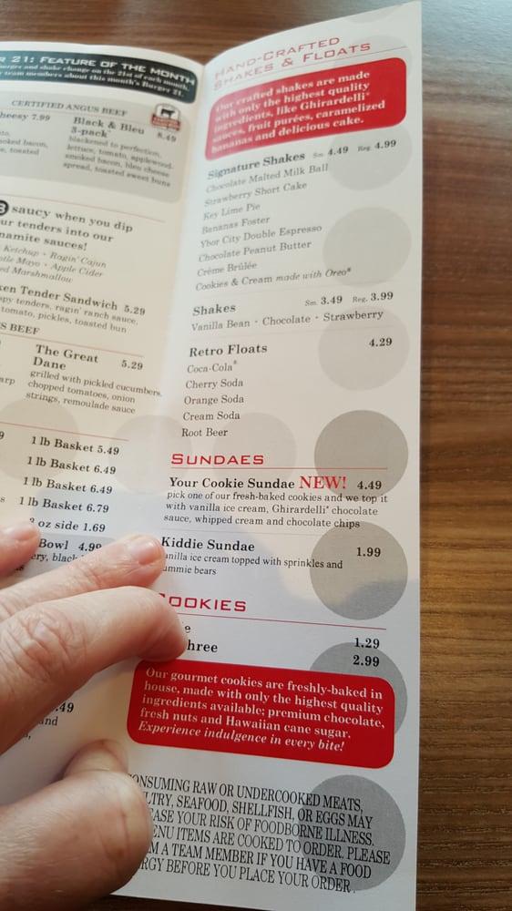 Menu at Burger 21 restaurant, Orland Park