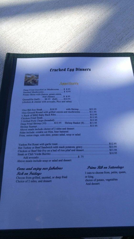 Menu at Cracked Egg Cafe, Kernville