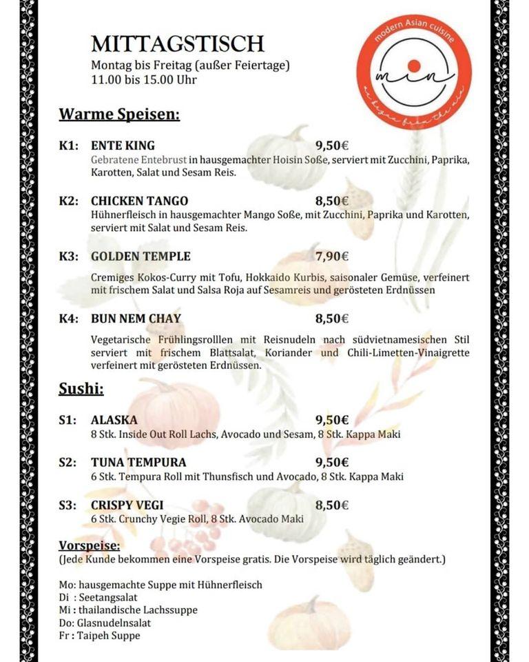 Menu at Min - Modern Asian Cuisine restaurant, Kandern