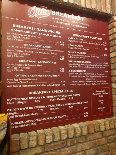 Menu at Otto’s BBQ, Houston, 500 Dallas St # T24