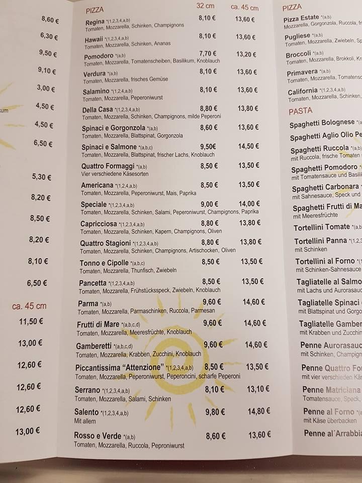 Carta de Pizzeria SALENTO, Schönau am Königssee