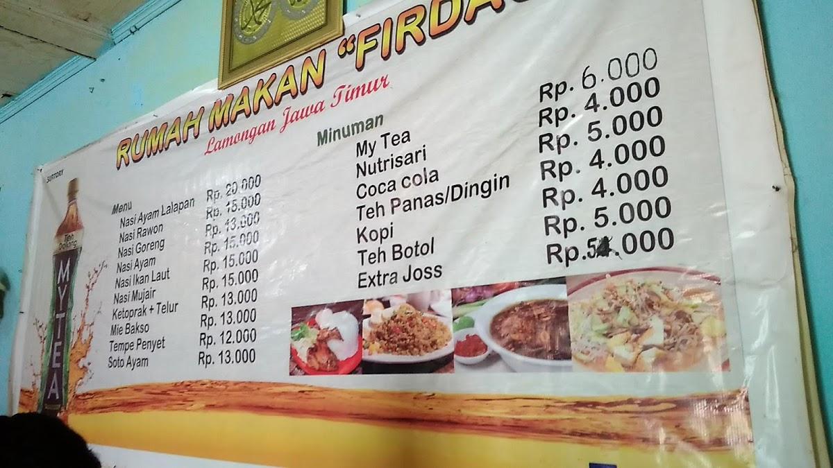 Menu at RM.FIRDAUS restaurant, Manado