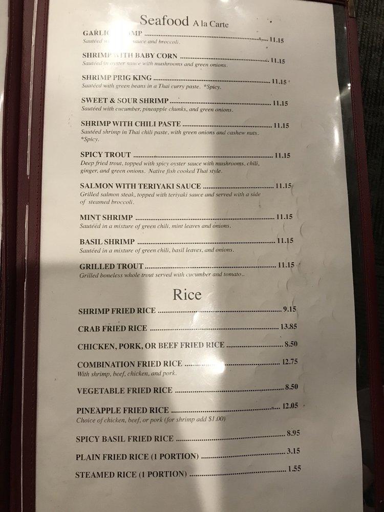 Menu at Thai Original BBQ Restaurant, Cerritos
