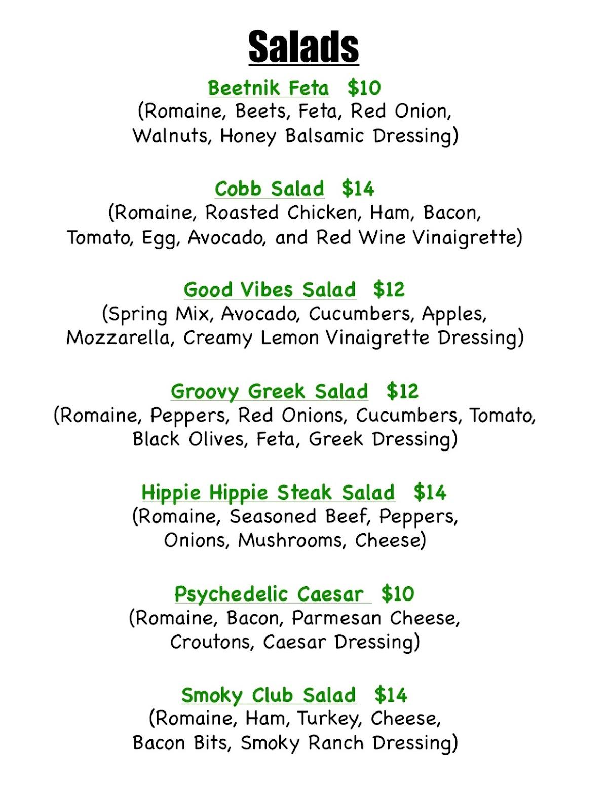 Menu au The Hungry Hippie restaurant, Vermilion